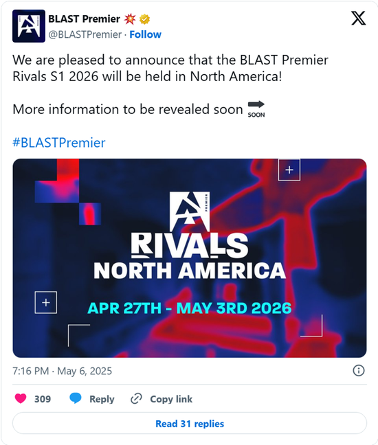 2026年BLAST巅峰赛S1将在北美举办 - IM电竞官方网站